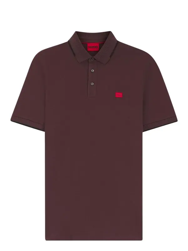 Hugo Cotton-piqué Slim-fit Polo Shirt With Red Logo Label - Light Brown