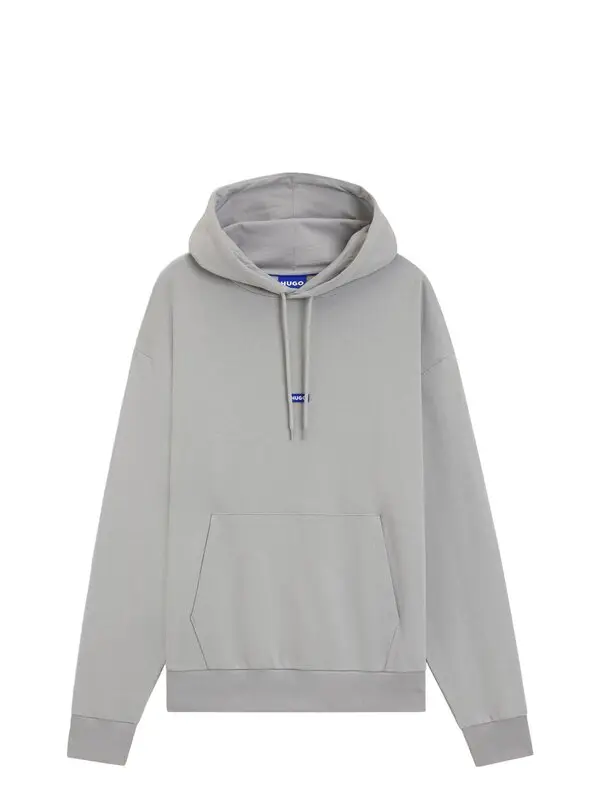 Hugo Cotton-terry Regular Fit Hoodie With Logo - Light Grey
