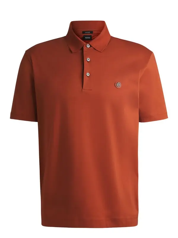 BOSS Double-monogram Polo Shirt In Mercerised Cotton - Dark Orange