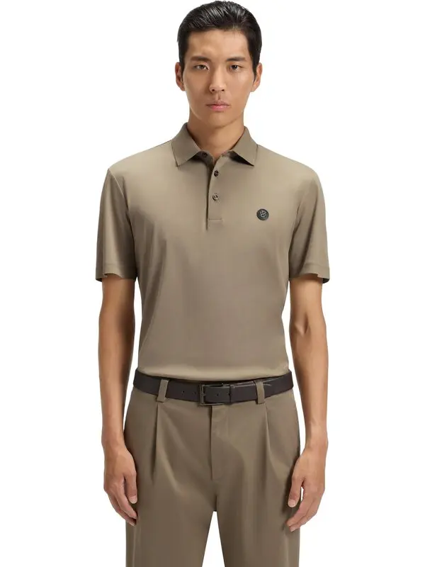 BOSS Double-monogram Polo Shirt In Mercerised Cotton - Light Brown