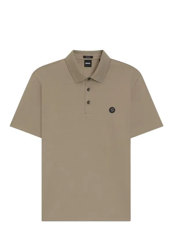 BOSS Double-monogram Polo Shirt In Mercerised Cotton - Light Brown