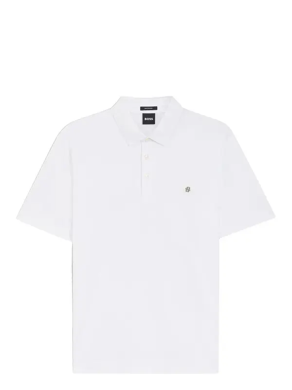 BOSS Double-monogram Polo Shirt In Mercerised Cotton - White