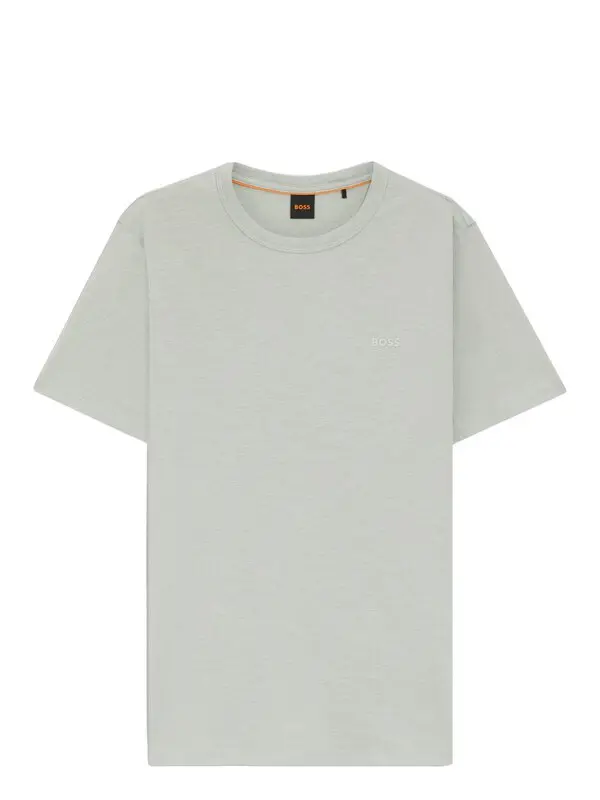BOSS Cotton Jersey T-shirt With Logo Detail - Silver