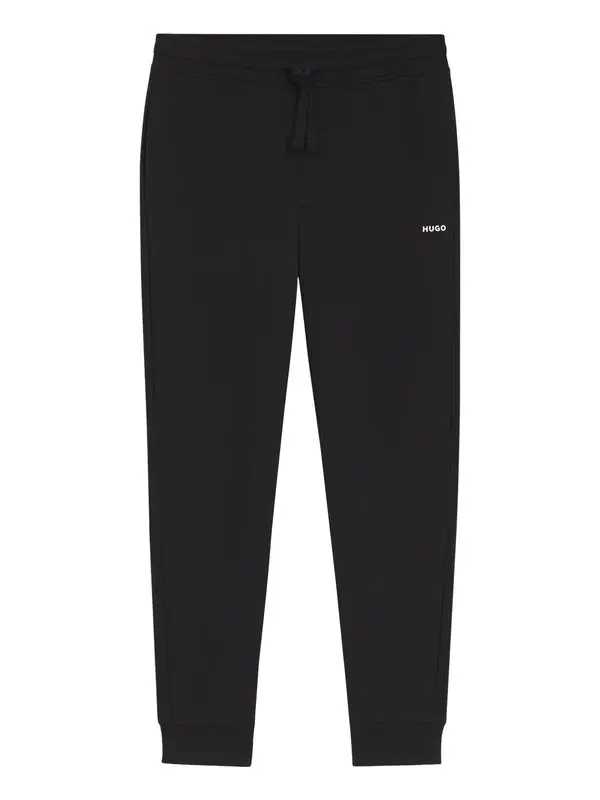 Hugo Cotton Casual Pants With Elasticized Cuffs - Black