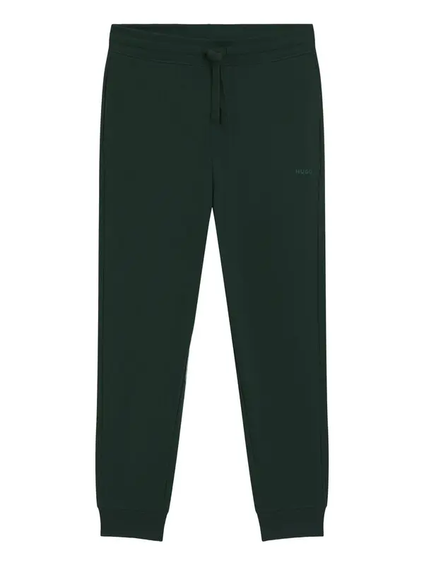 Hugo Cuffed Sweatpants In Cotton Terry With Logo Print - Light Green