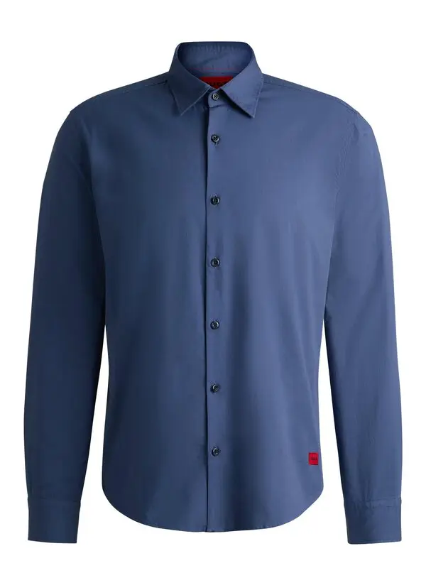 Hugo Slim-fit Shirt In Stretch-cotton Canvas - Light Blue