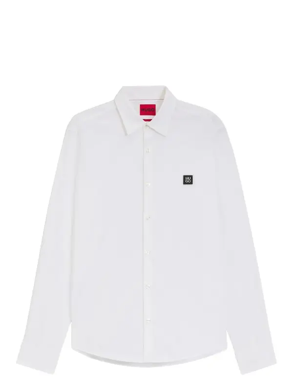 Hugo Slim-fit Shirt In Stretch-cotton Canvas - White
