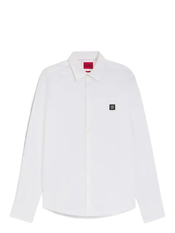 Hugo Slim-fit Shirt In Stretch-cotton Canvas - White