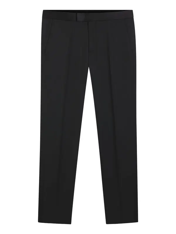 BOSS Slim-fit Tuxedo Trousers In Virgin-wool Serge - Black