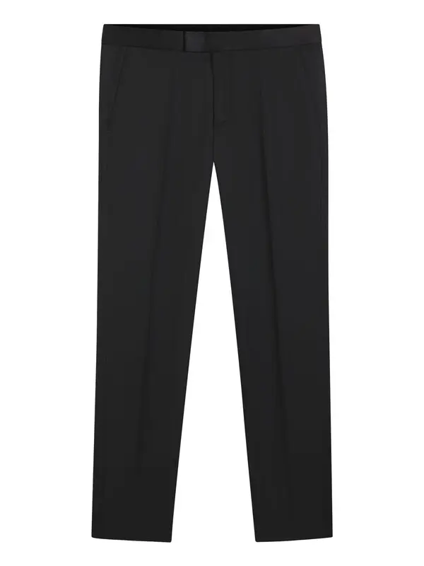 BOSS Slim-fit Tuxedo Trousers In Virgin-wool Serge - Black