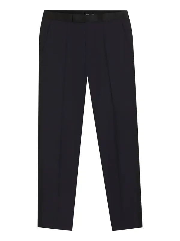 BOSS Slim-fit Tuxedo Trousers In Virgin-wool Serge - Dark Blue