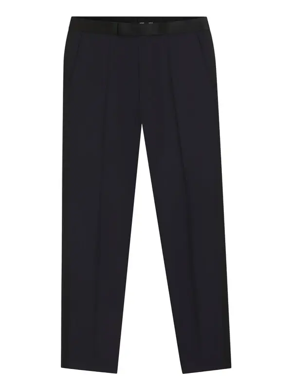 BOSS Slim-fit Tuxedo Trousers In Virgin-wool Serge - Dark Blue