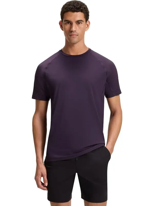 BOSS Active Slim-fit T-shirt With Decorative Reflective Details - Purple