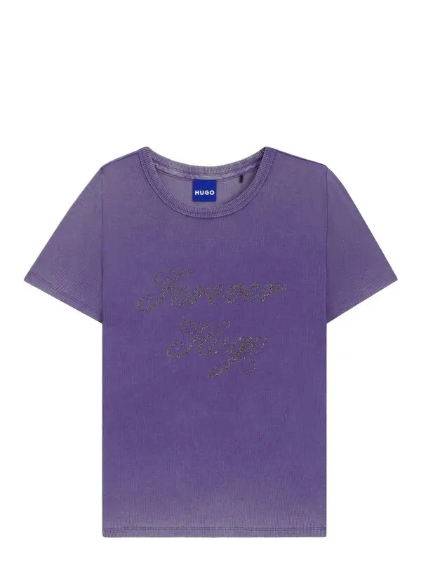 Hugo Rhinestone-logo Slim-fit T-shirt - Purple