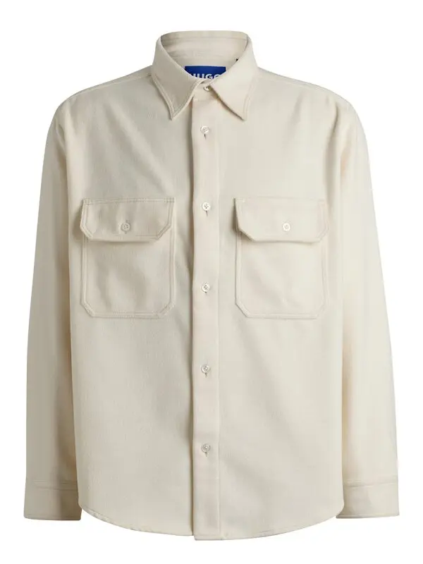 Hugo Oversized-fit Shirt In Brushed Flannel - White