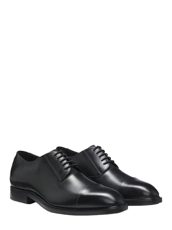 BOSS Cap-toe Leather Derby Shoes - Black