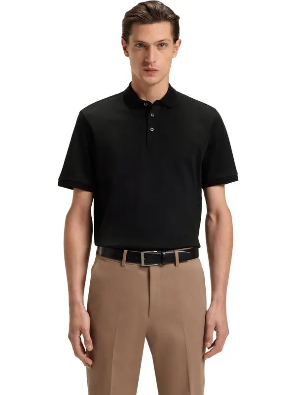 BOSS Regular-fit Polo Shirt In Mercerized Italian Cotton - Black