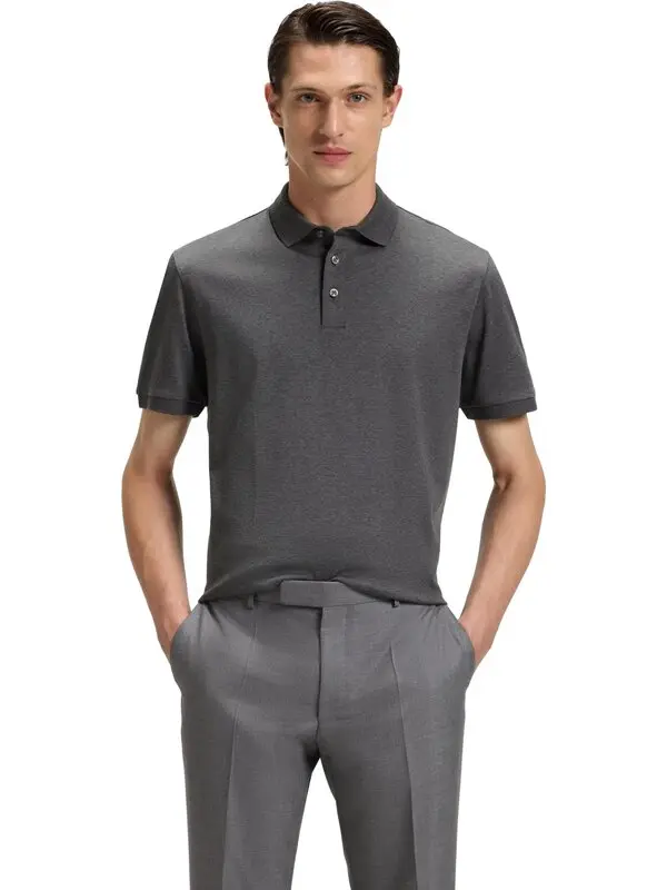 BOSS Regular-fit Polo Shirt In Mercerized Italian Cotton - Grey