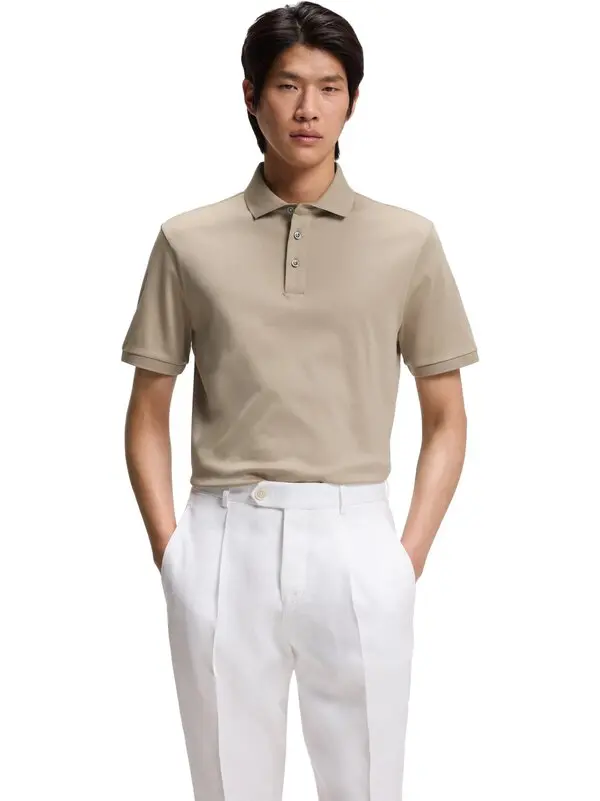 BOSS Regular-fit Polo Shirt In Mercerized Italian Cotton - Khaki