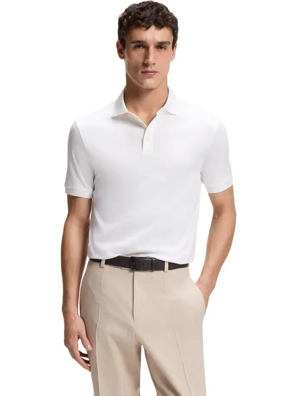 BOSS Regular-fit Polo Shirt In Mercerized Italian Cotton - White