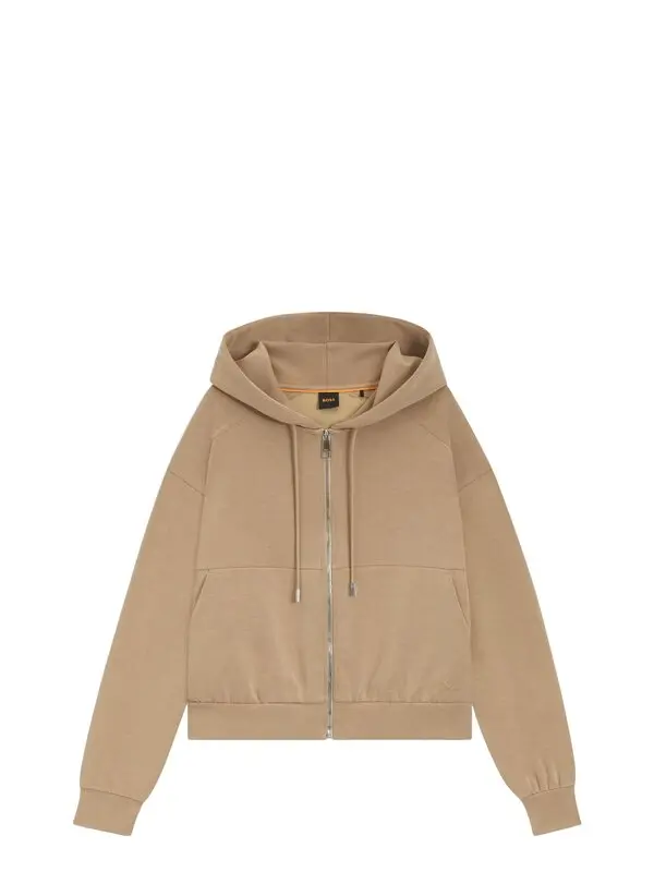 BOSS Oversized Fit Zip-up Hoodie - Brown