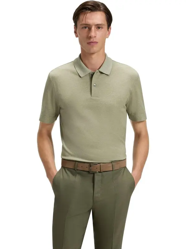BOSS Cotton-silk Polo Shirt In A Regular Fit - Light Green