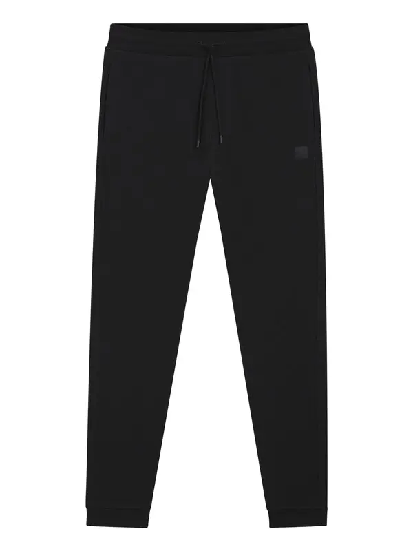 BOSS Logo-patch Tracksuit Bottoms In Cotton Terry - Black