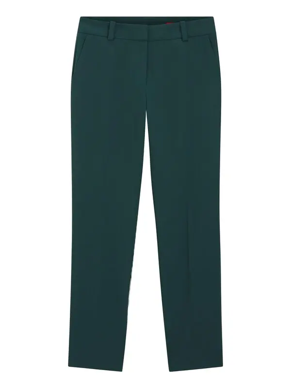 Hugo Slim-fit Trousers With Slit Hems - Dark Green