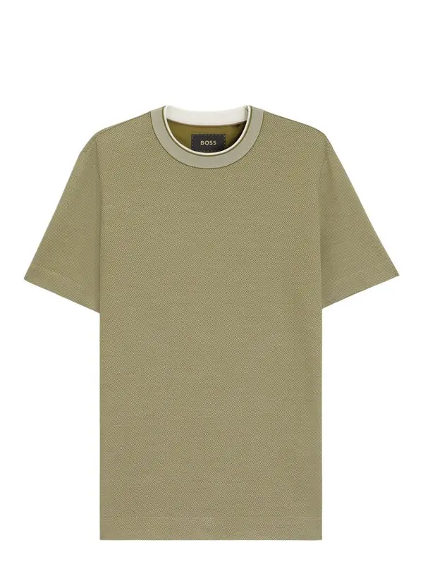 BOSS Cotton-silk T-shirt With Micro Structure - Light Green