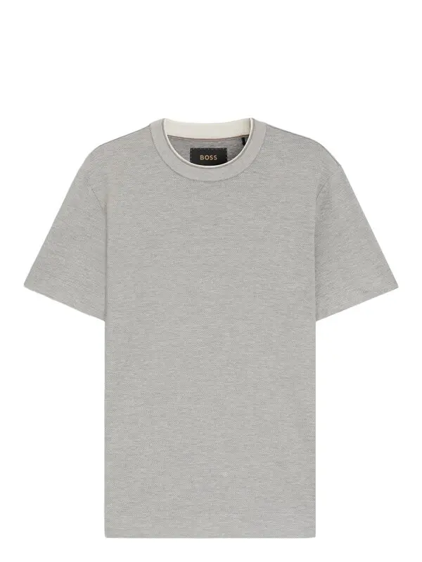 BOSS Cotton-silk T-shirt With Micro Structure - Silver