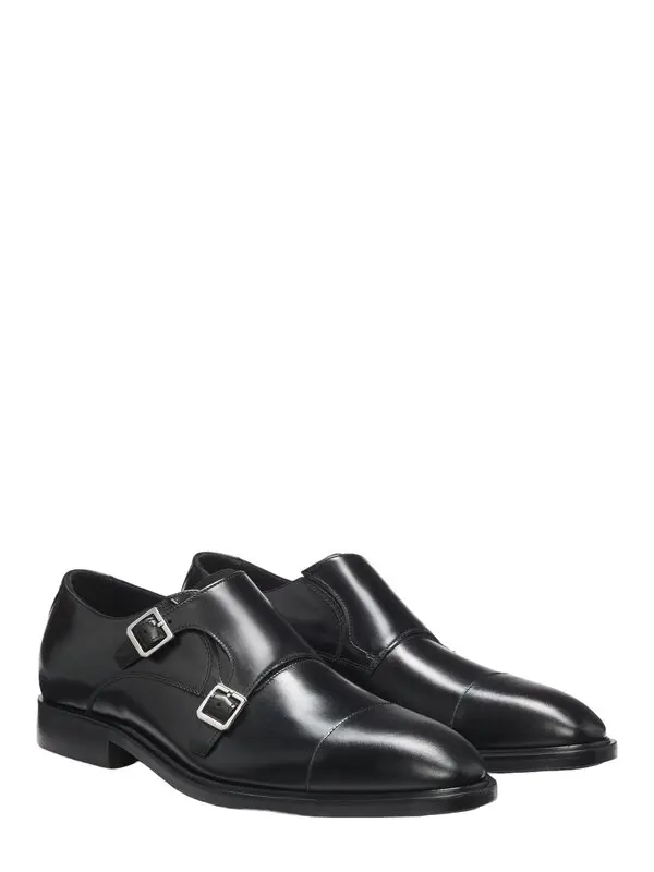 BOSS Leather Double-strap Monk Shoes - Black
