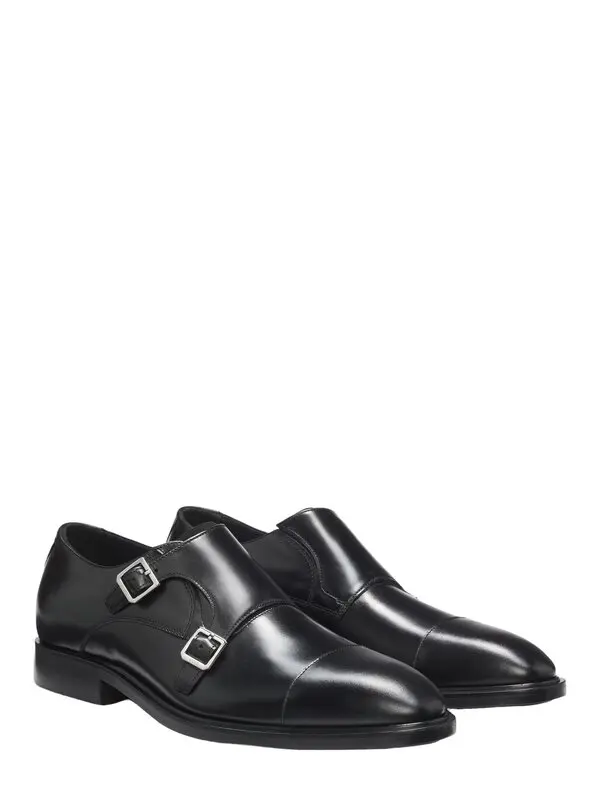 BOSS Leather Double-strap Monk Shoes - Black