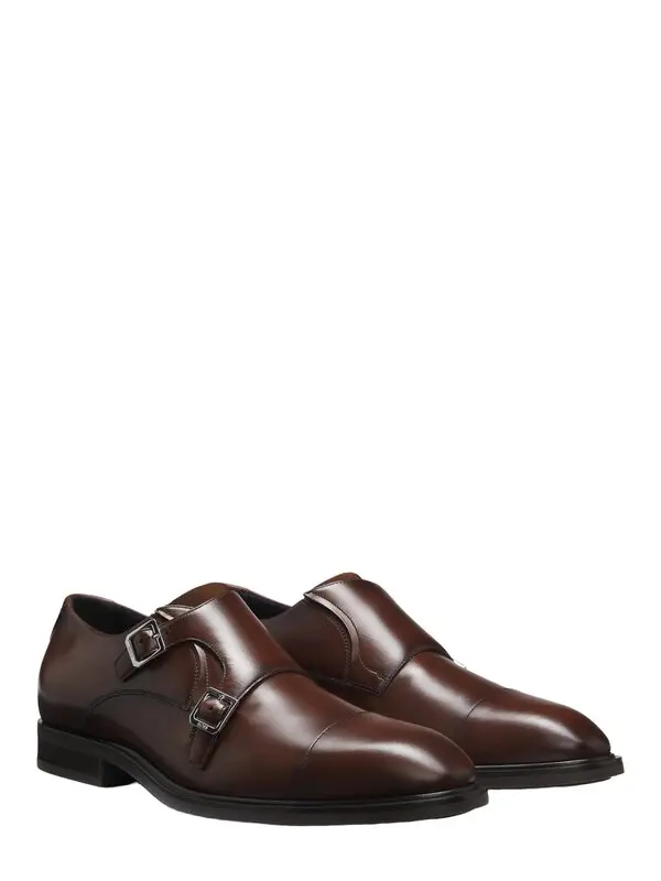 BOSS Leather Double-strap Monk Shoes - Brown