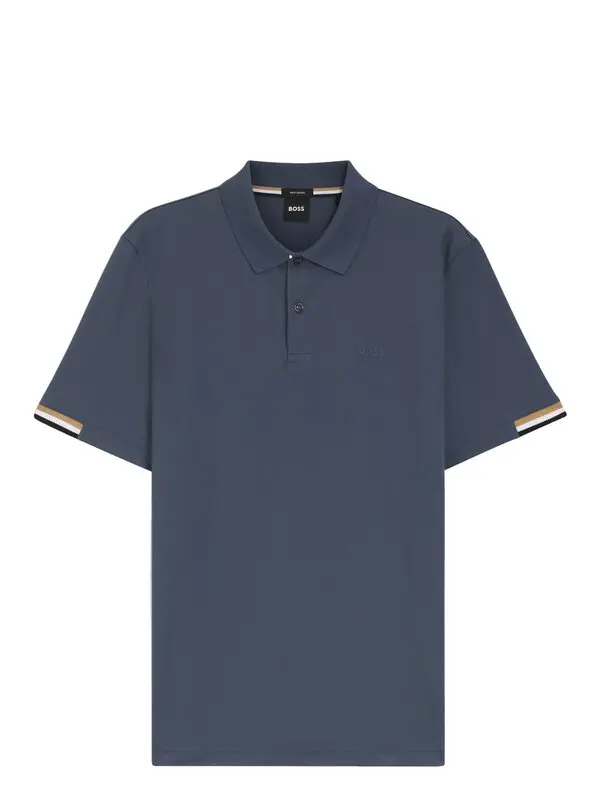 BOSS Rubberised-logo Polo Shirt In Mercerised Cotton - Light Blue