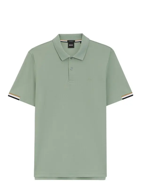 BOSS Rubberised-logo Polo Shirt In Mercerised Cotton - Light Green