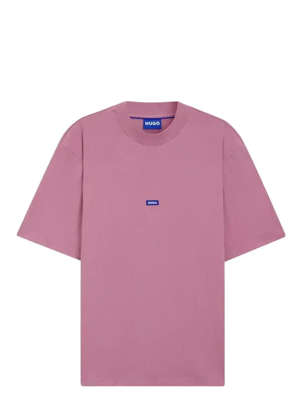 Hugo Cotton-jersey T-shirt With Blue Logo Patch - Dark Pink