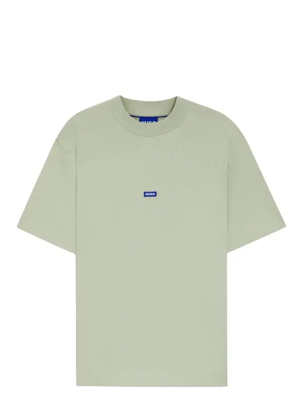 Hugo Cotton-jersey T-shirt With Blue Logo Patch - Light Green