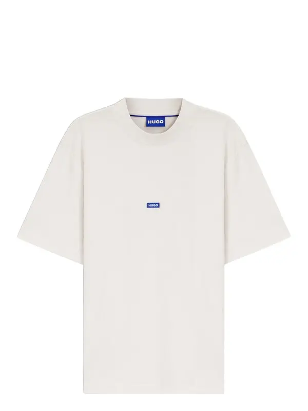 Hugo Cotton-jersey T-shirt With Blue Logo Patch - White