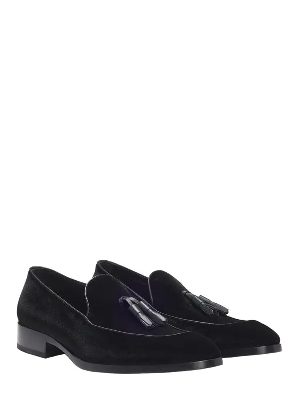 BOSS Tassel-trim Velvet Loafers - Black