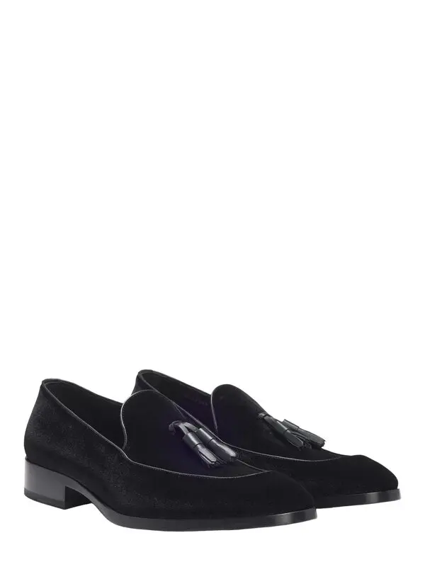 BOSS Tassel-trim Velvet Loafers - Black