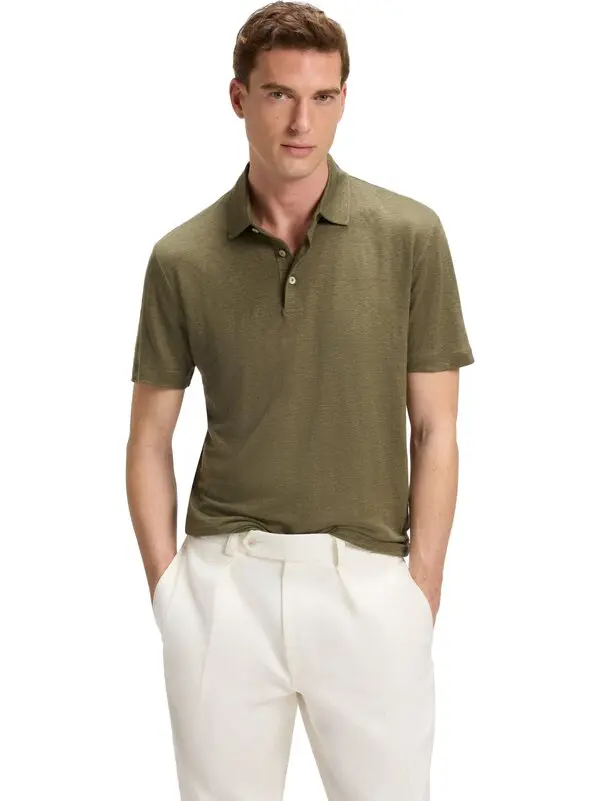 BOSS Beckham X Polo Shirt In Linen - Green