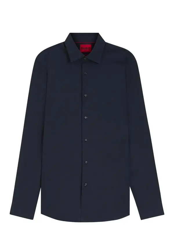 Hugo Easy-iron Modern-fit Shirt In Cotton Poplin - Dark Blue