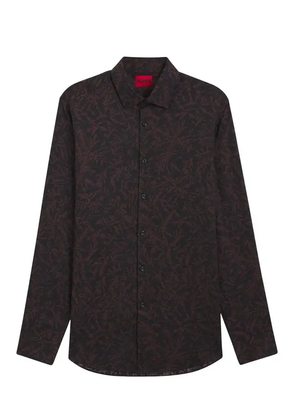 Hugo Slim-fit Shirt With All-over Print - Light Brown
