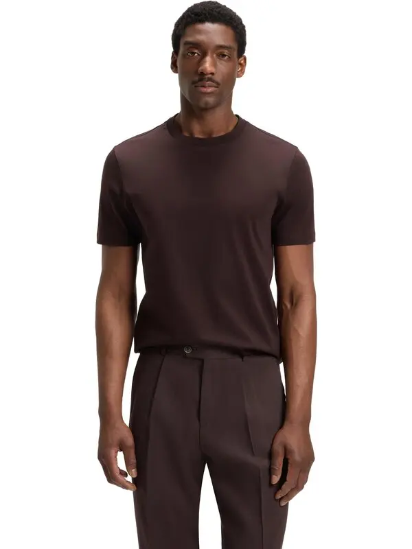 BOSS Regular-fit T-shirt In Mercerized Cotton - Dark Brown
