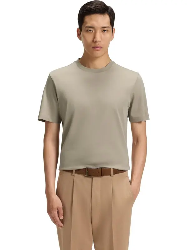 BOSS Regular-fit T-shirt In Mercerized Cotton - Khaki