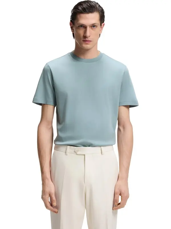 BOSS Regular-fit T-shirt In Mercerized Cotton - Light Blue