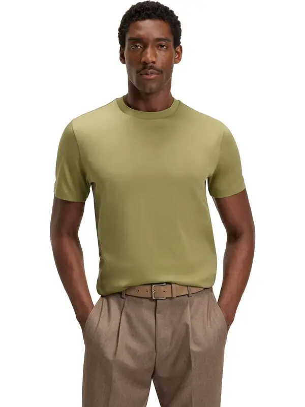BOSS Regular-fit T-shirt In Mercerized Cotton - Light Green