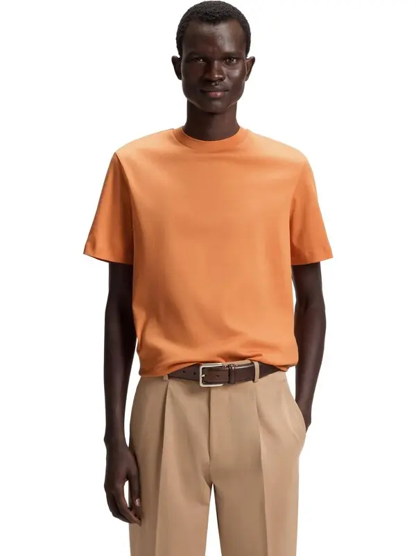 BOSS Regular-fit T-shirt In Mercerized Cotton - Orange