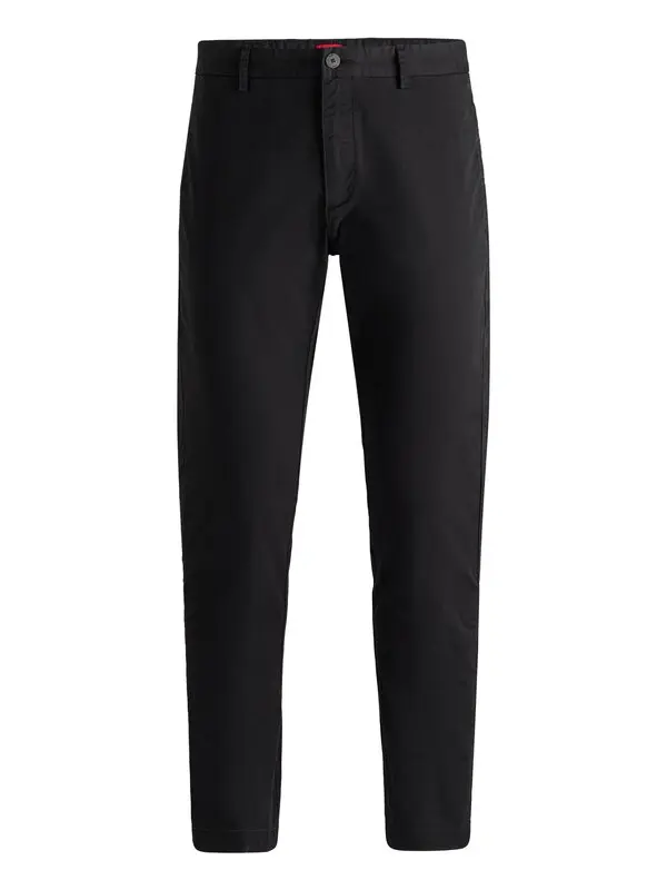 Hugo Slim-fit Chinos In Stretch-cotton Gabardine - Black