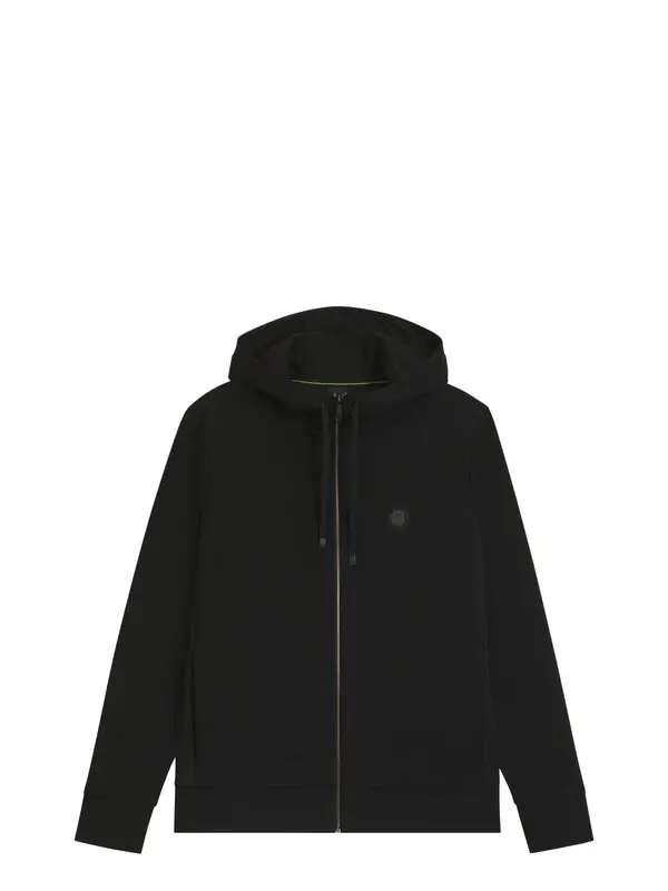 BOSS Cotton-blend Zip-up Hoodie With Monogram Patch - Black